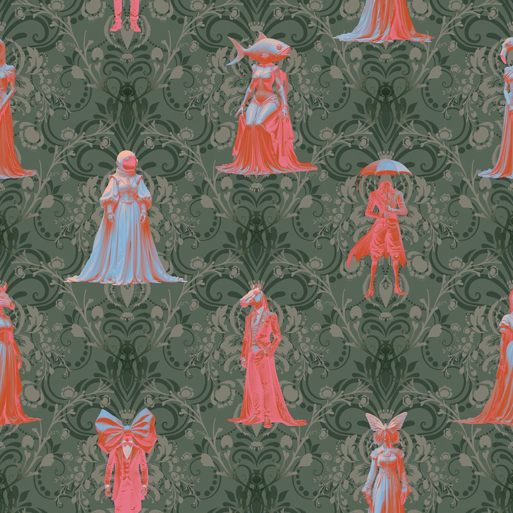 Mascarade inverted negative wallpaper by Nomad x Rebel | Maison Territo