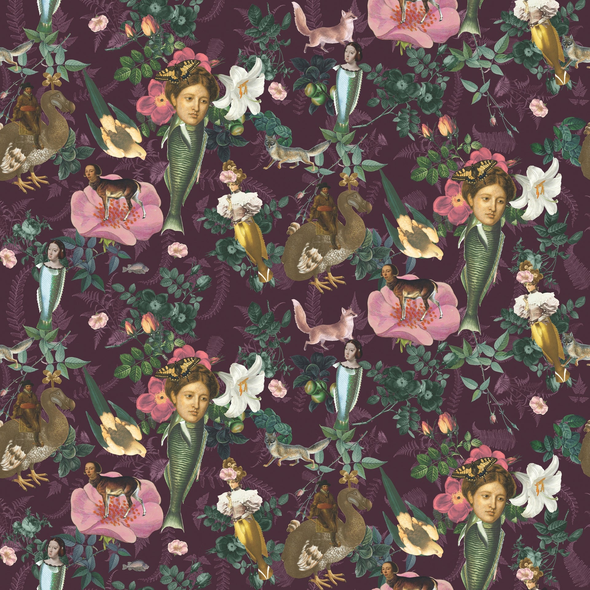 Roserie merlot wallpaper by Nomad Design | Maison Territo